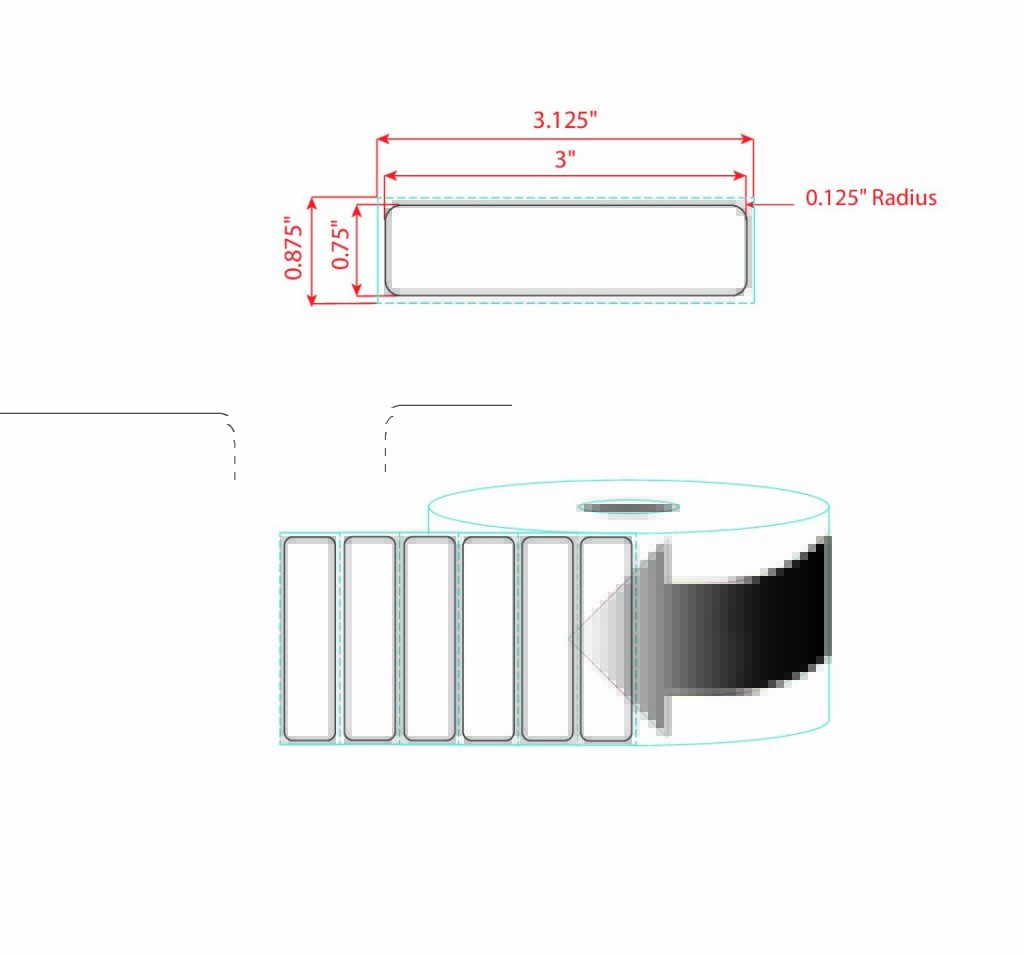 3" X .75" White Poly Gloss Label - Barcode Labels
