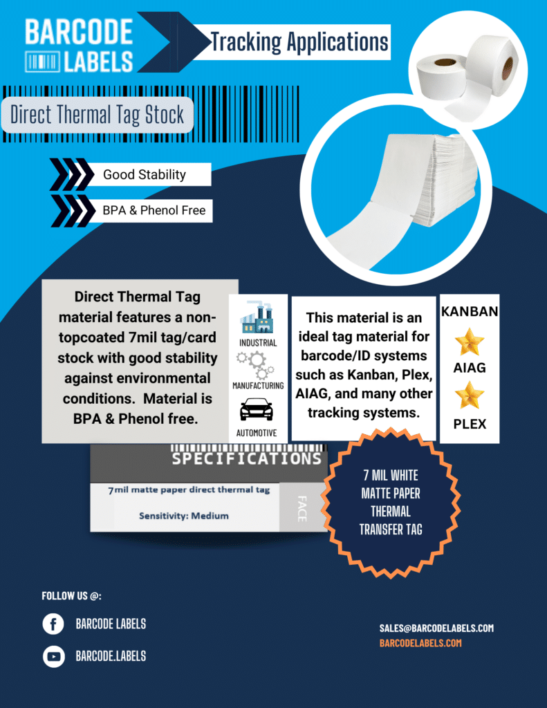 4" X 8" Direct Thermal Tag(DTT) - Barcode Labels